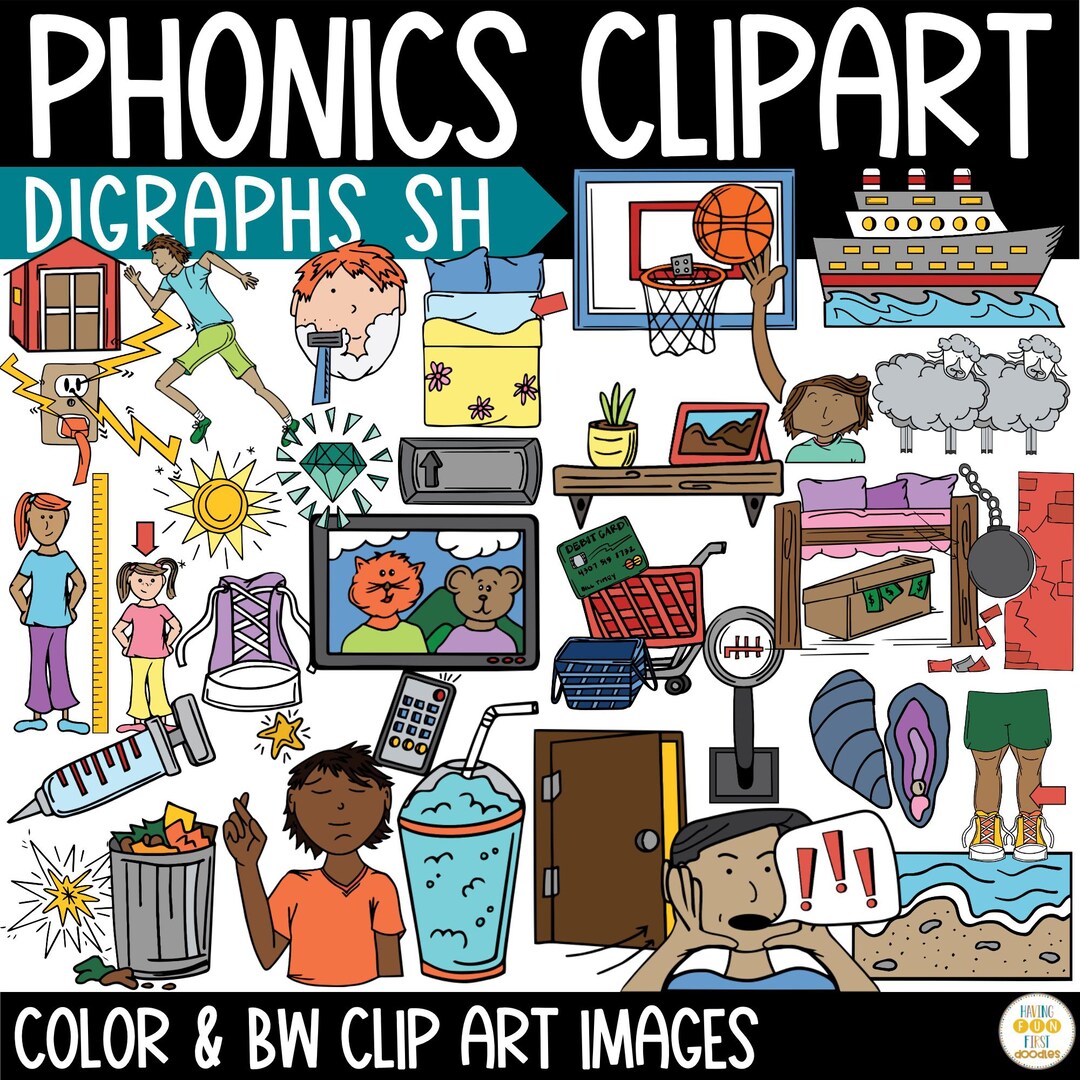 Digraphs Clipart SH Phonics Images – Science of Reading Clip Art - Etsy