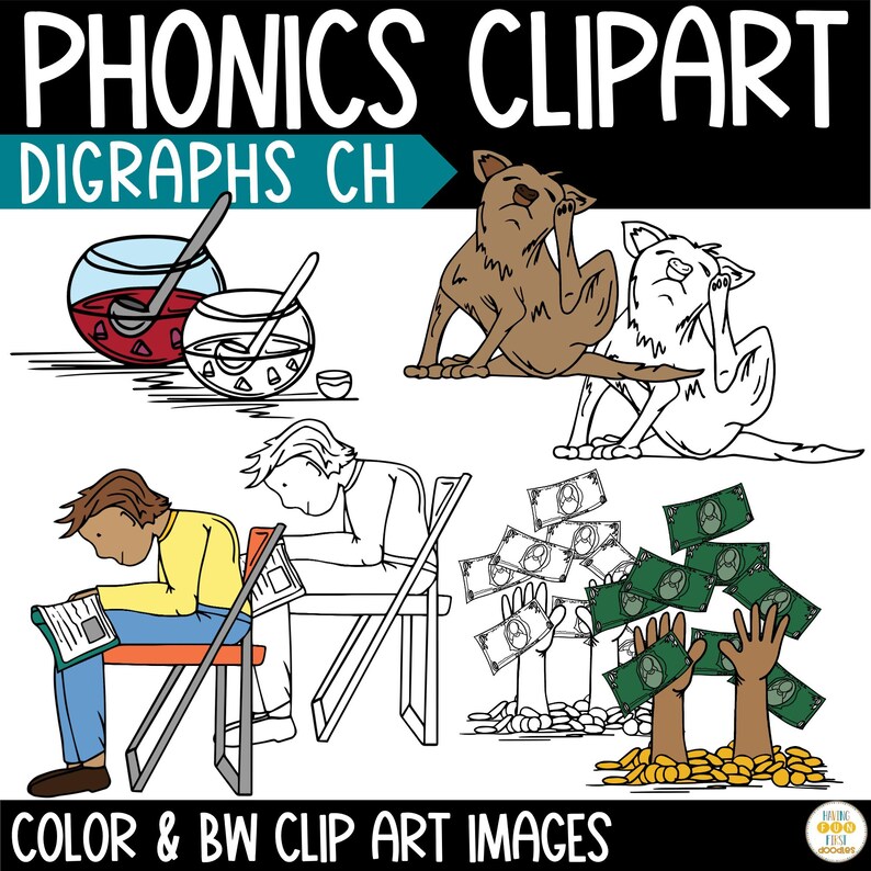 Digraphs Clipart CH Phonics Images – Science of Reading Clip Art - Etsy