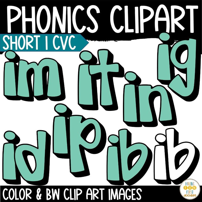 Short I CVC Words Clipart Phonics Short Vowel I Images Science of ...