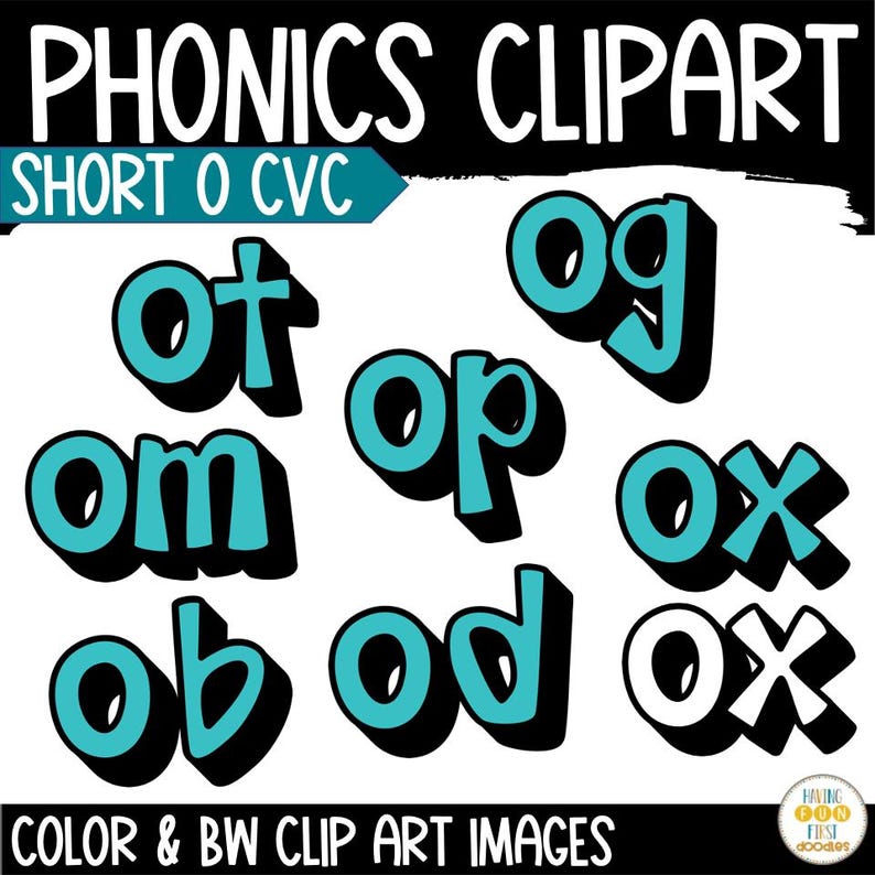 CVC Short O Words Clipart for Phonics Activities – Science of Reading ...