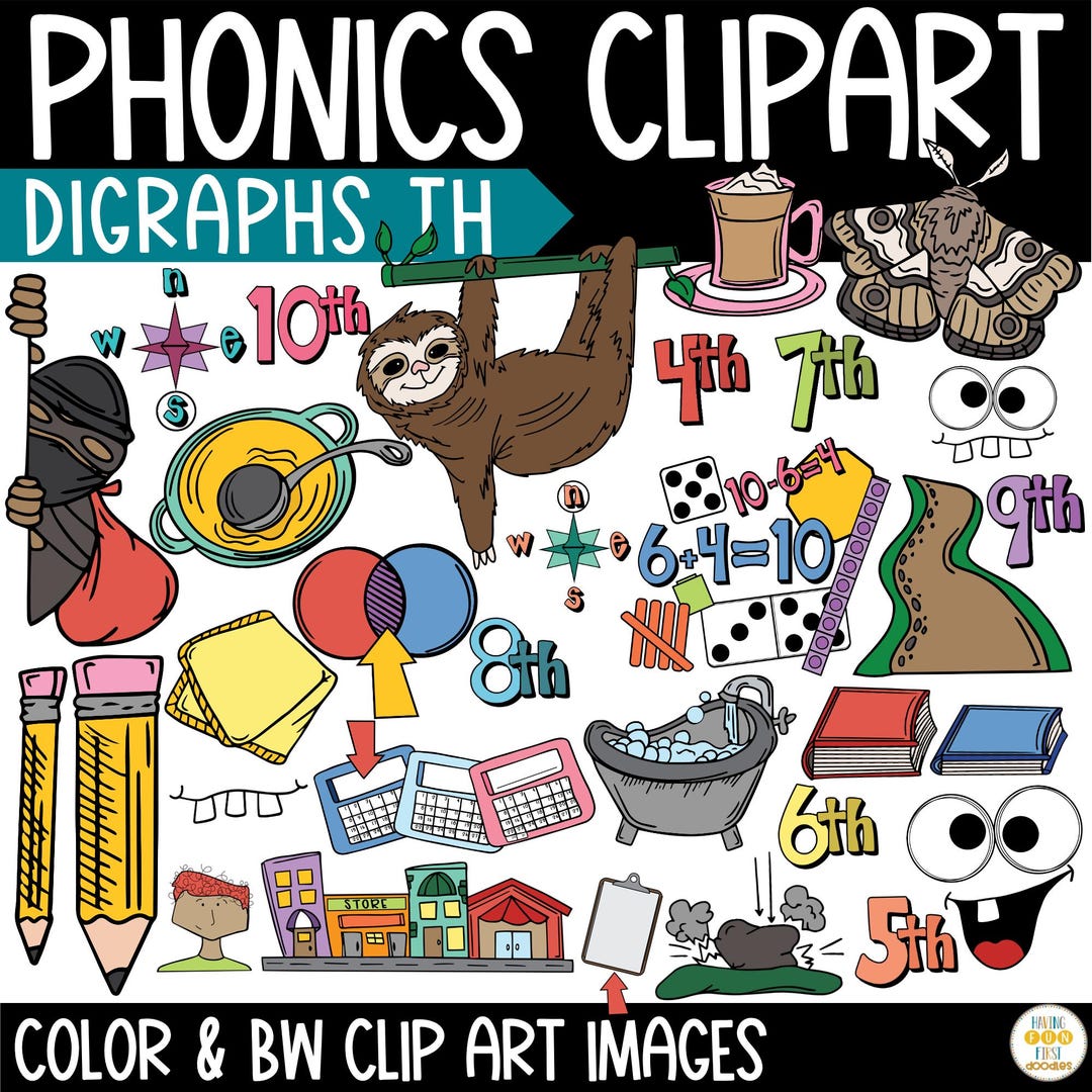 Digraphs Clipart TH Phonics Images – Science of Reading Clip Art - Etsy