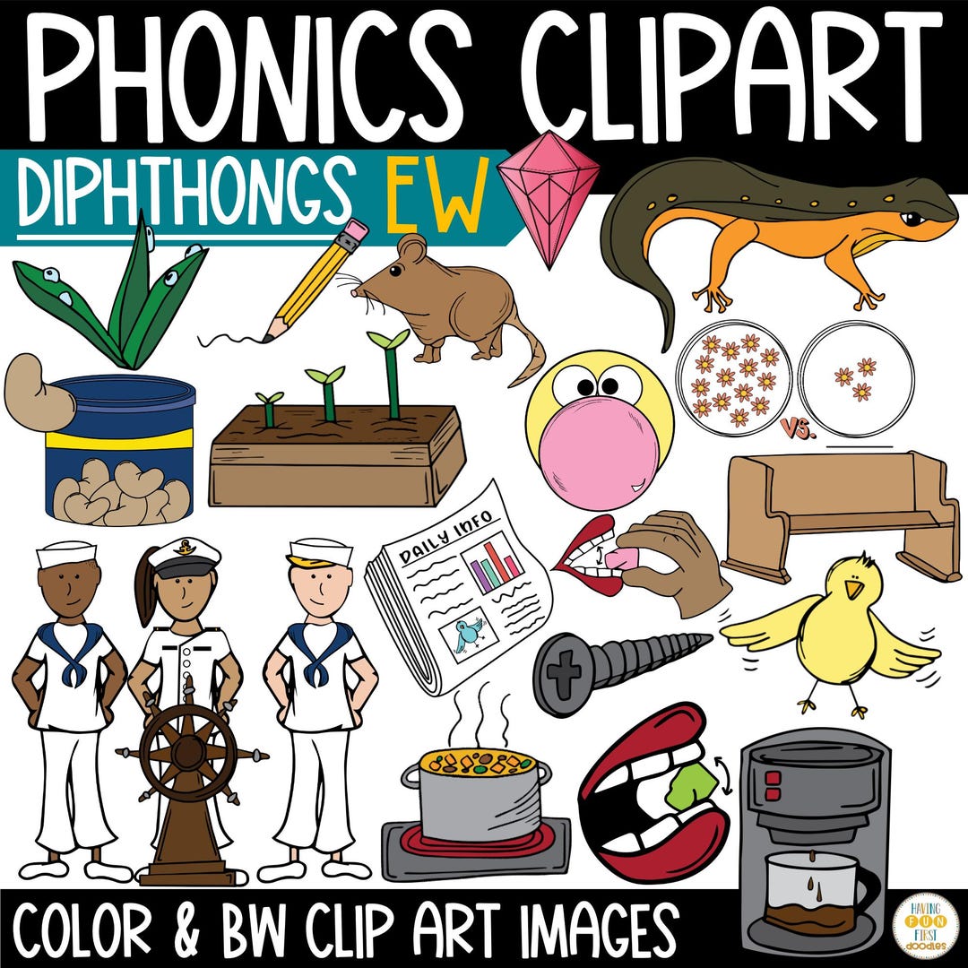 Diphthongs EW Words Clipart for Phonics Activities – Science of Reading ...