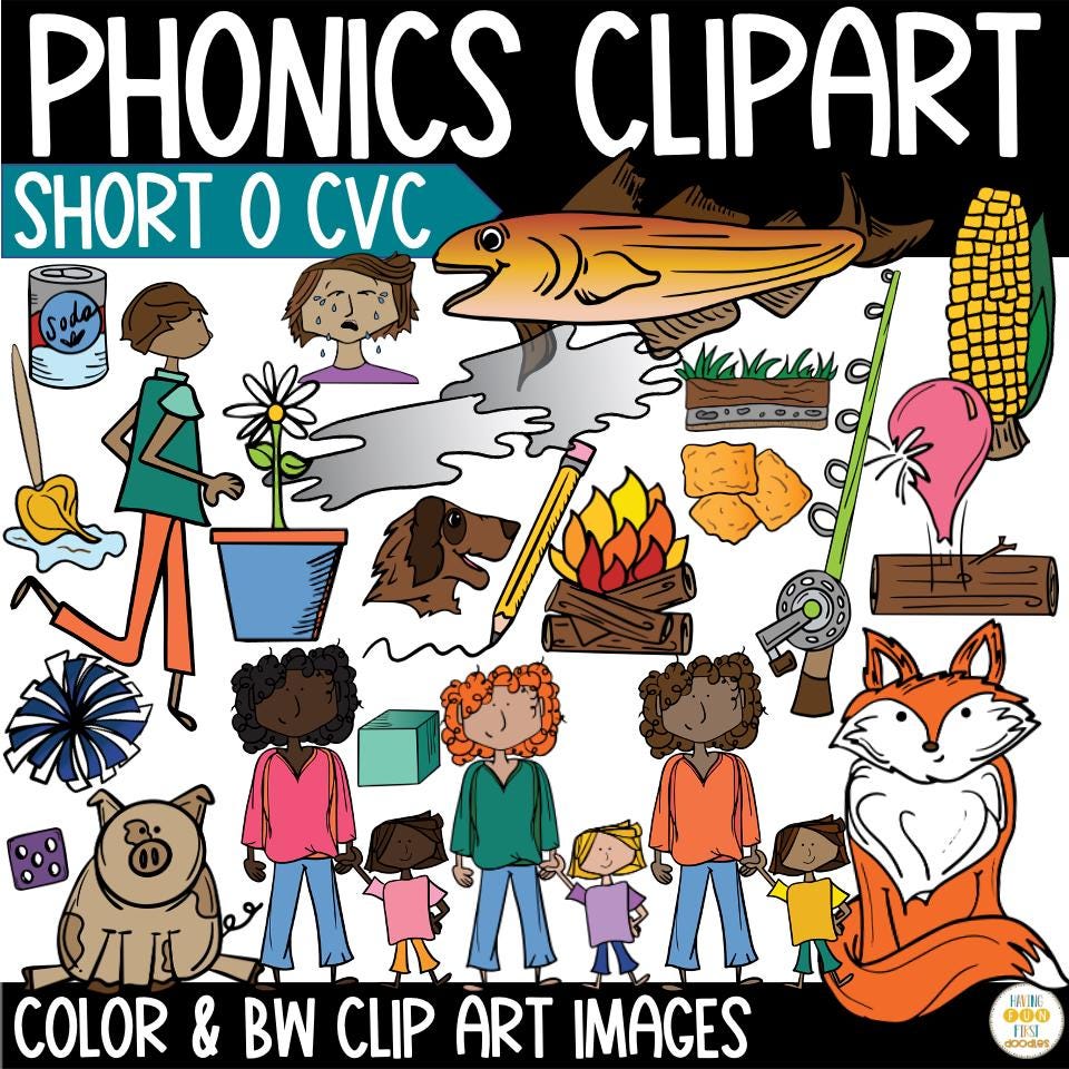 Short O CVC Words Clipart Phonics Short Vowel O Images Science of ...