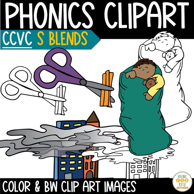 CCVC Beginning S Blend Word Clipart for Phonics Activities – Science of ...