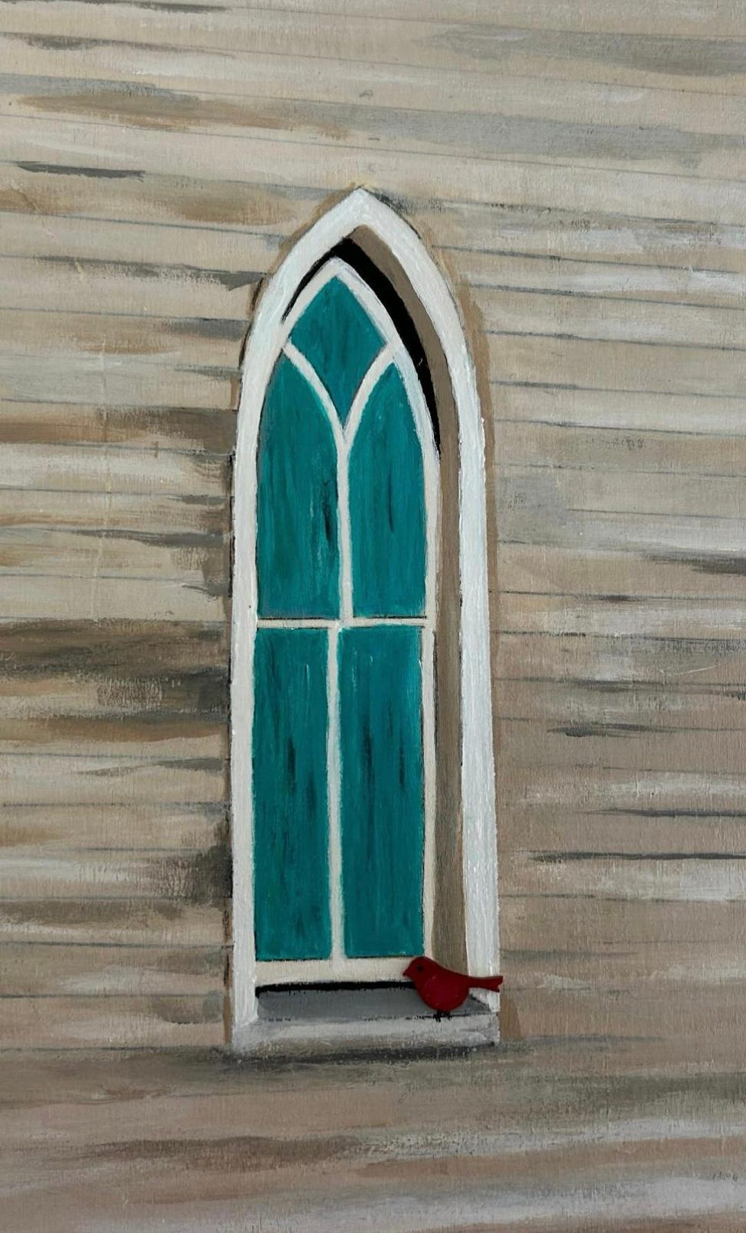 Painting, Church Window, Acrylic - 8" X 11" - Etsy