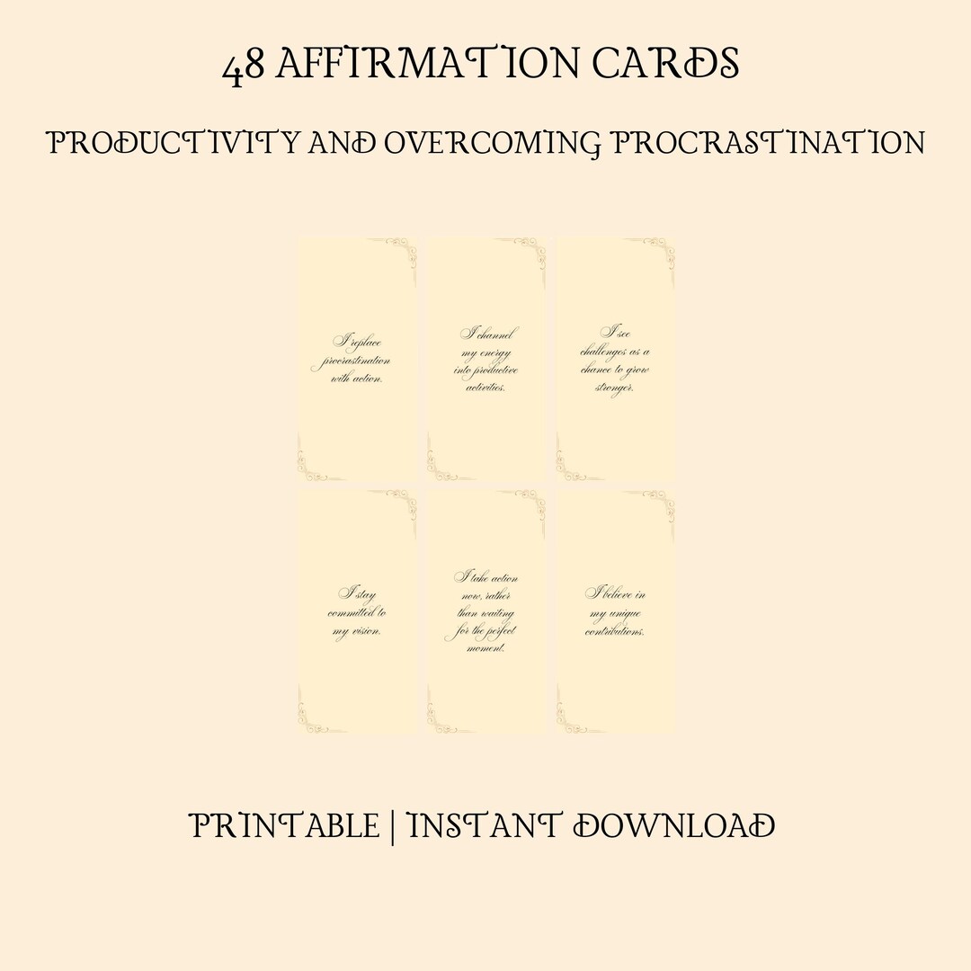 48 Affirmation Cards Printable | Productivity Motivation | Decrease ...