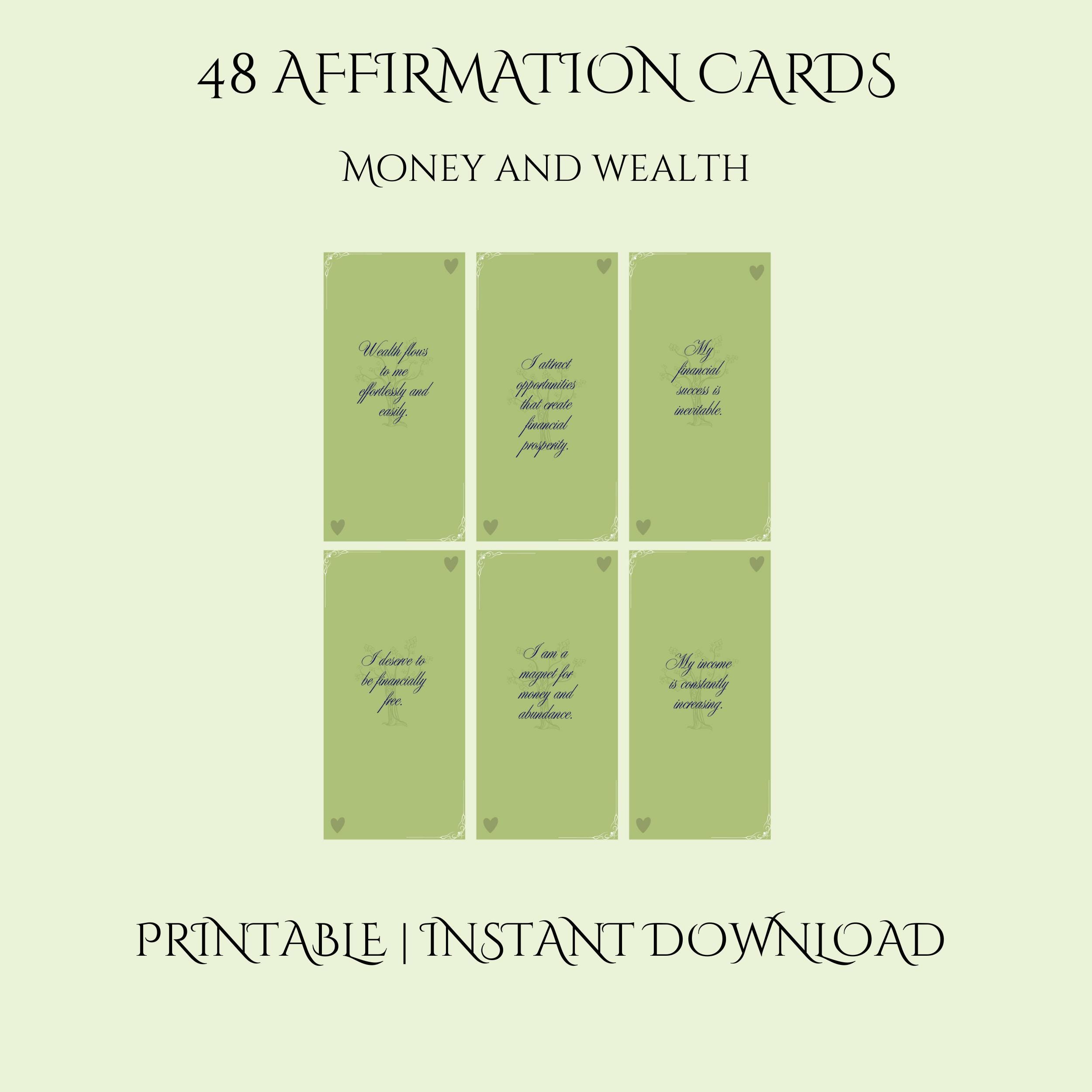 48 Affirmation Cards Printable | Money & Wealth | Manifestation Card ...