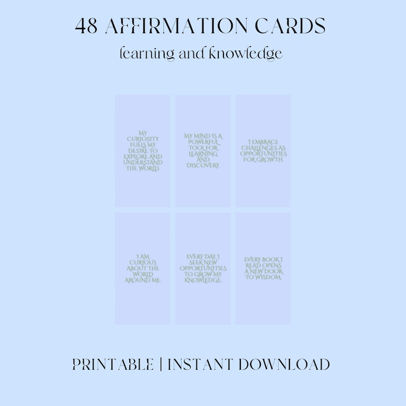 48 Affirmation Cards Printable | Learning & Knowledge | Manifestation ...