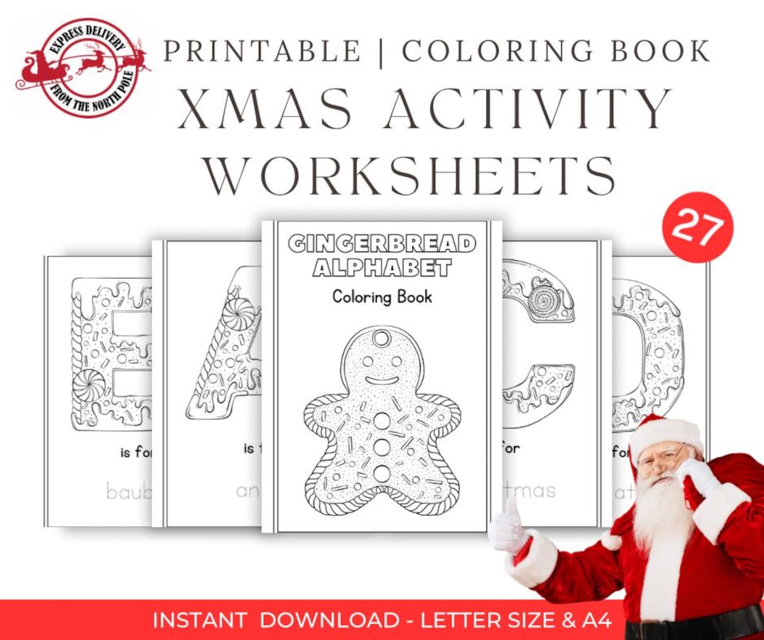 Gingerbread Alphabet Coloring Digital Book Banner Making Name Spelling ...