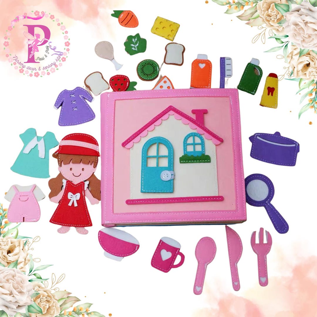 Fabric Busy Book Montessori Activity Pretend Play Educational Book for ...