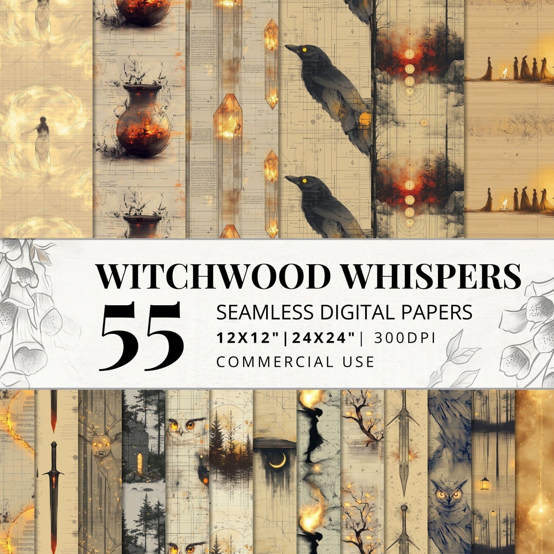 Witchcraft Seamless Patterns: 30 Digital Papers for Grimoire Journals ...