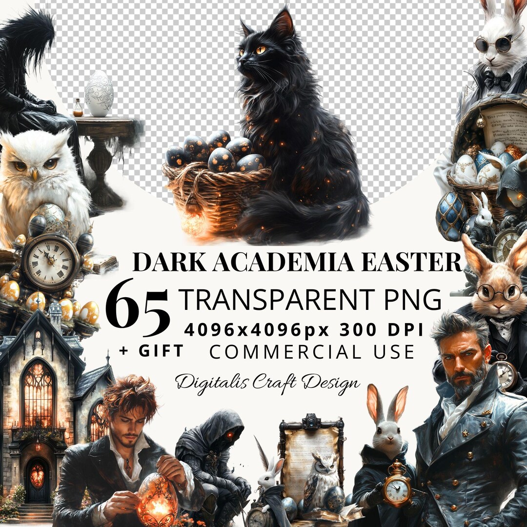 65 Dark Academia Easter PNG: Gothic Easter Bunny, Vintage Clock ...