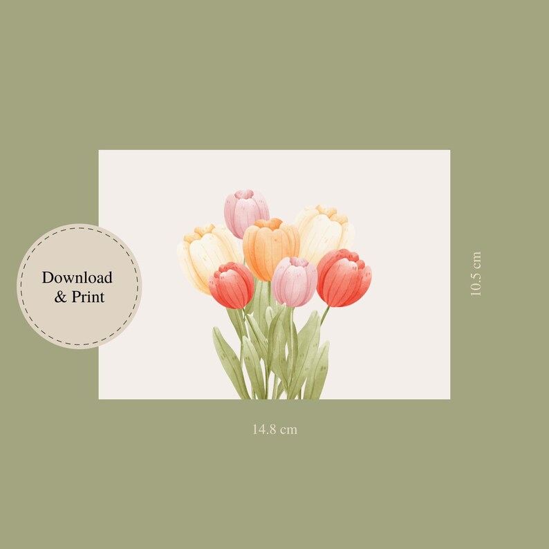 Printable Spring Tulip Greeting Card L Floral Digital Card - Etsy