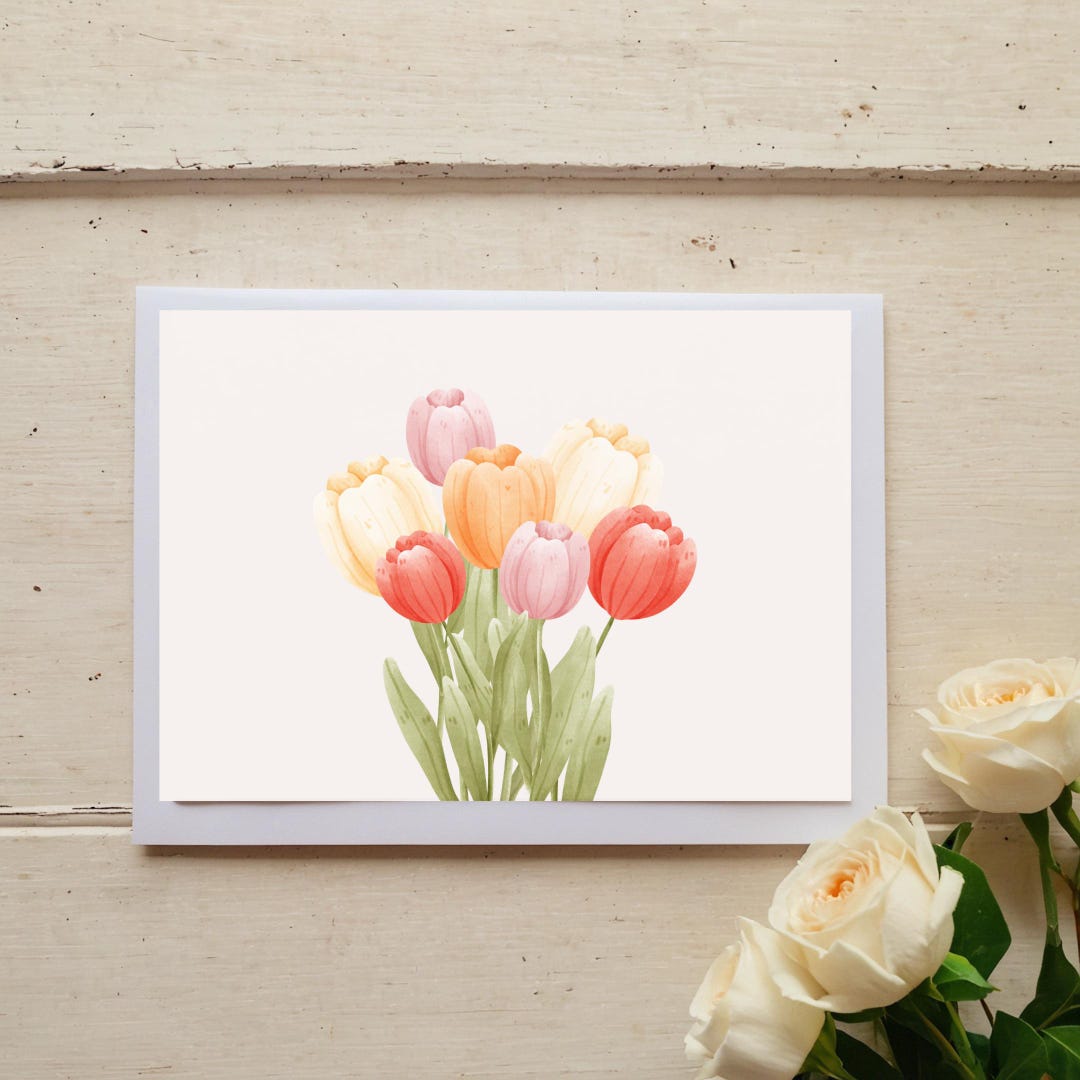 Printable Spring Tulip Greeting Card L Floral Digital Card - Etsy