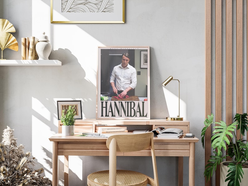 Hannibal Poster, Mads Mikkelsen Wall Art, Digital Thriller Print, Light ...
