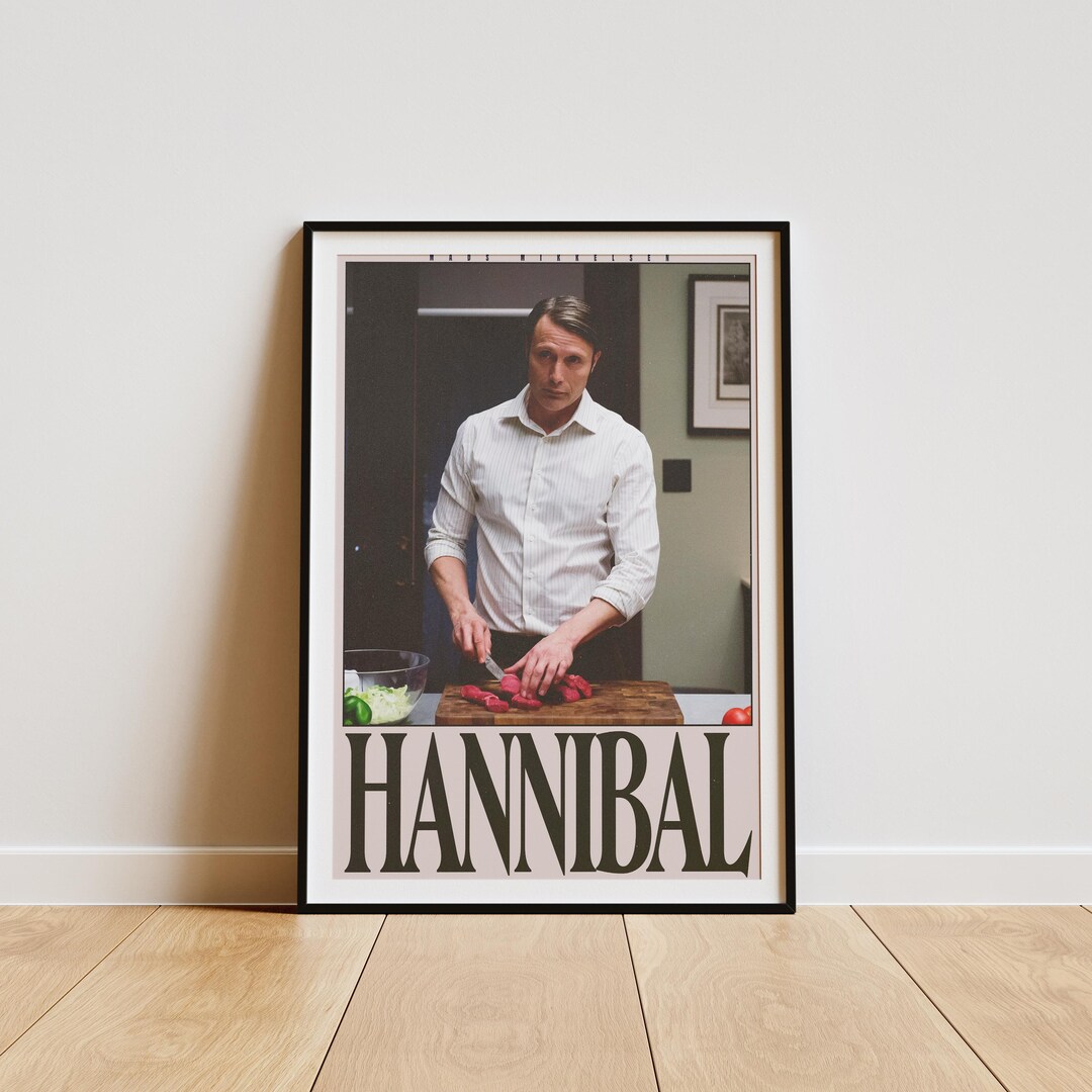 Hannibal Poster, Mads Mikkelsen Wall Art, Digital Thriller Print, Light ...