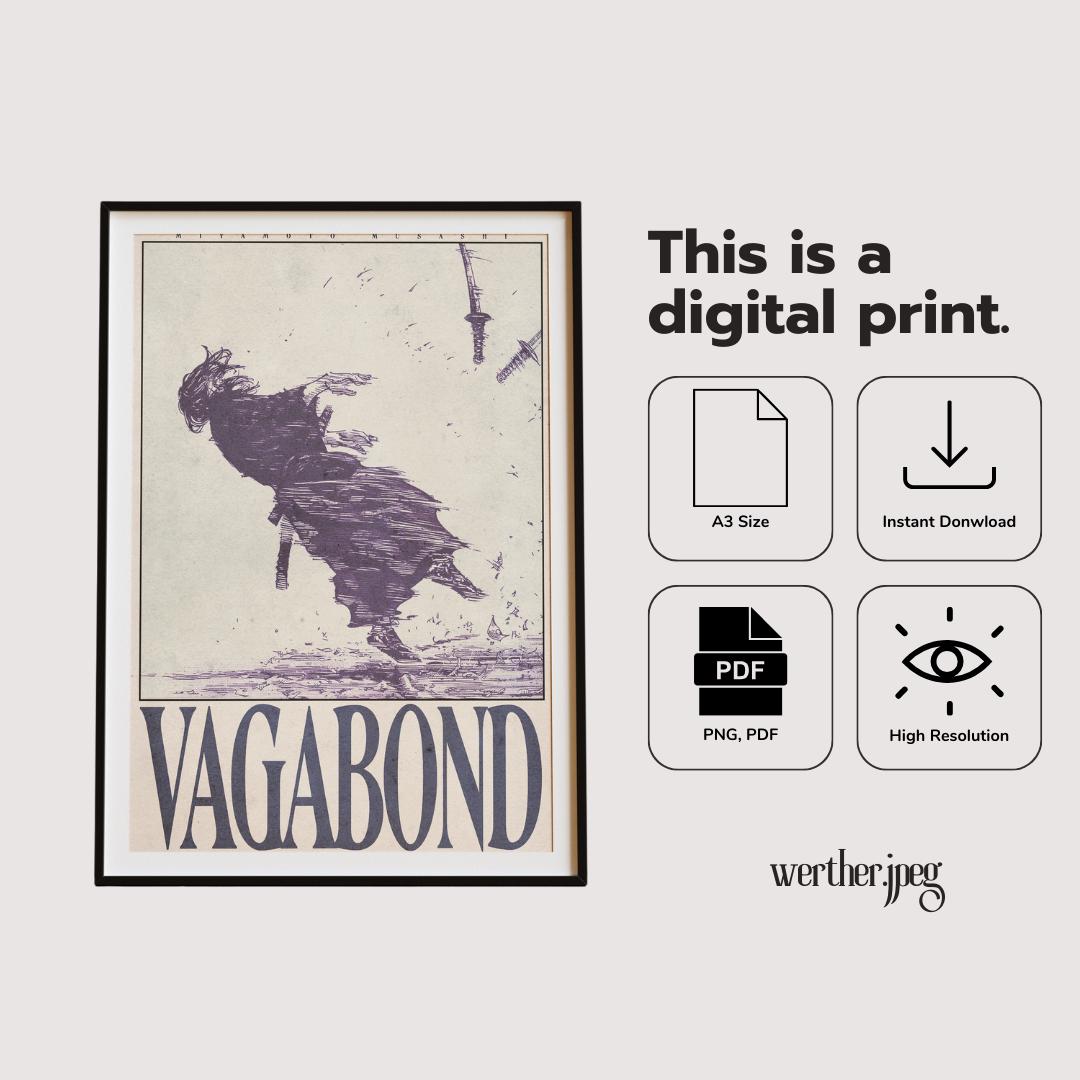 Vagabond Manga Poster: Miyamoto Musashi Samurai Art (digital Download ...