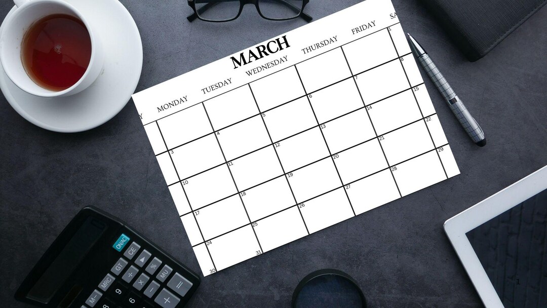 BLANK PRINTABLE MARCH Calendar - Etsy