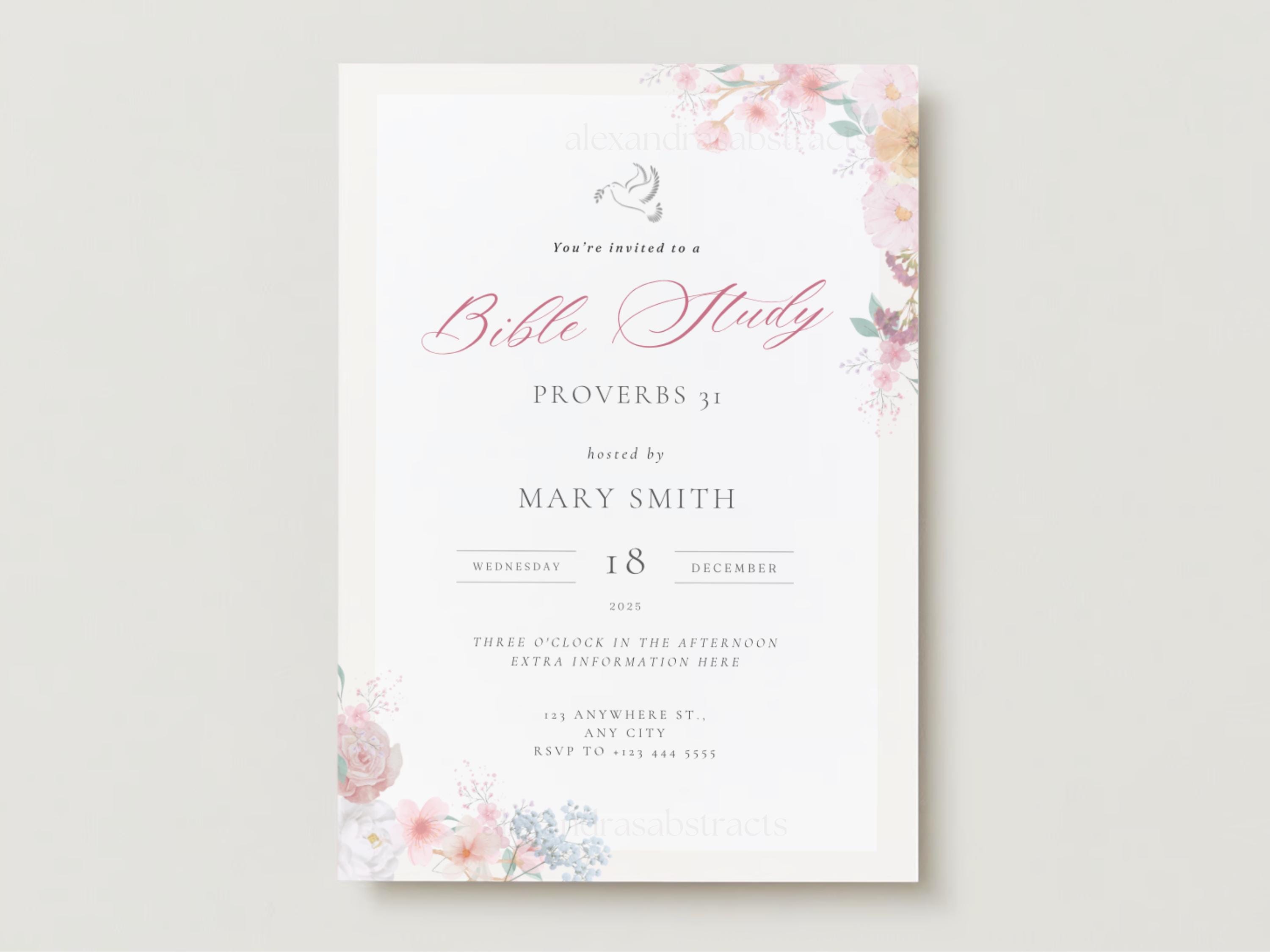 Bible Study Invitation, Church Group Invitation, Church and Bible Event ...