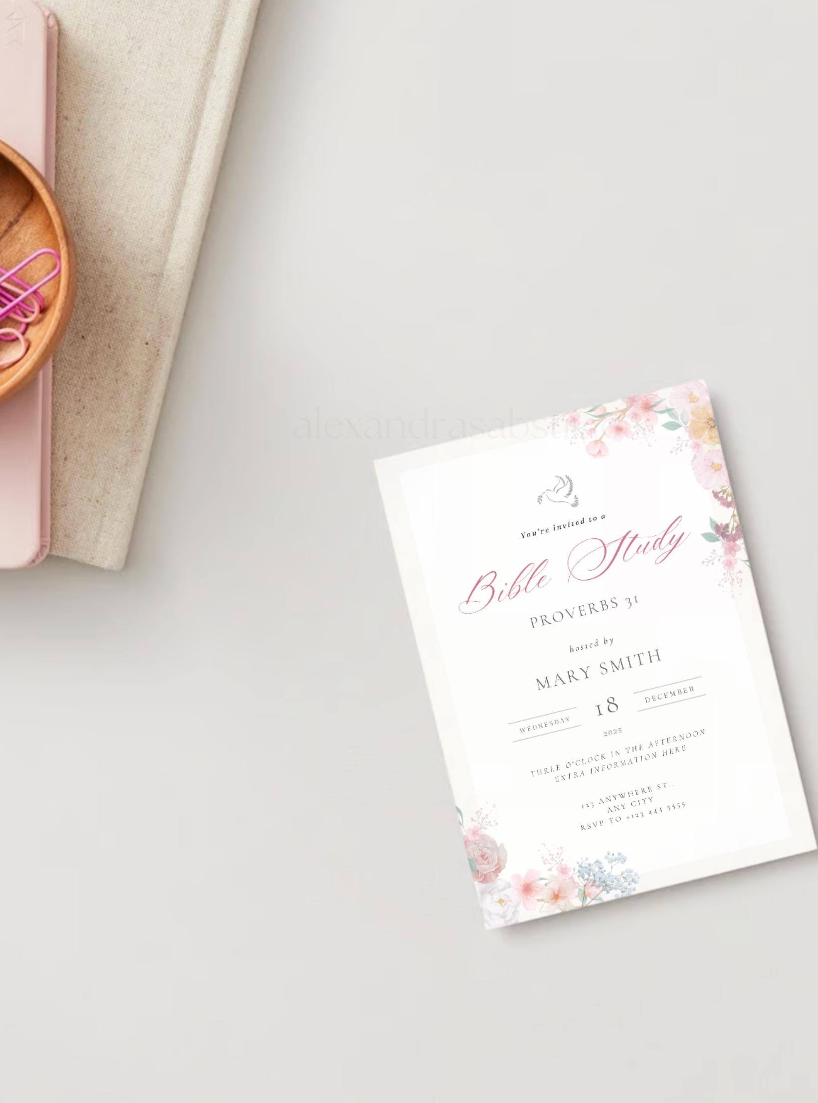 Bible Study Invitation, Church Group Invitation, Church and Bible Event ...