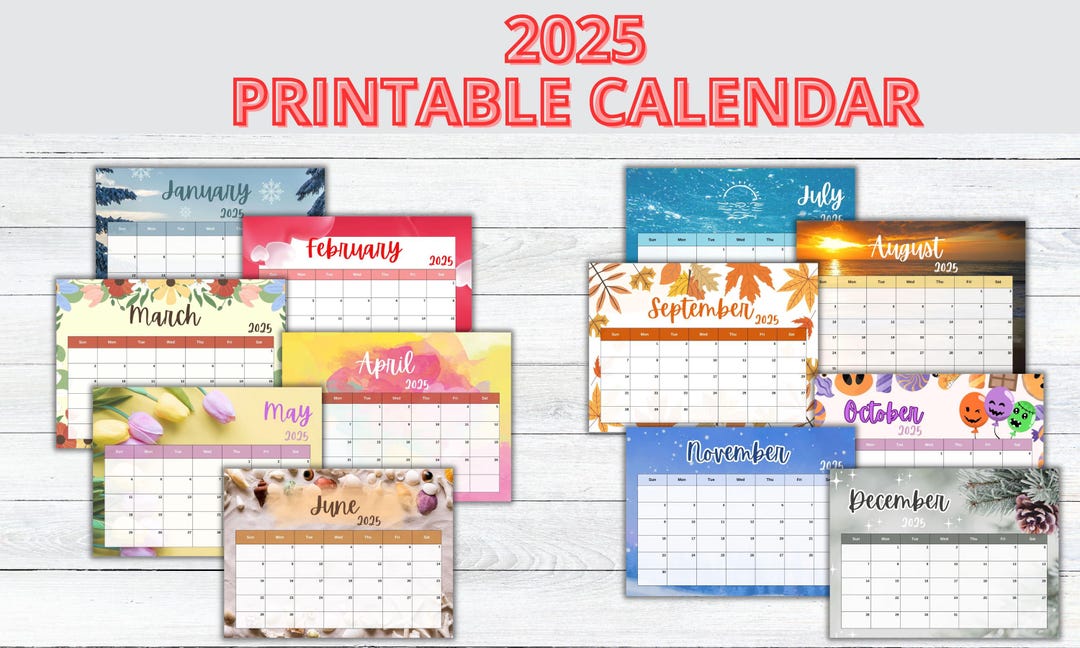 2025 Calendar Printable, Wall Calendar PDF, Editable Calendar, Monthly ...
