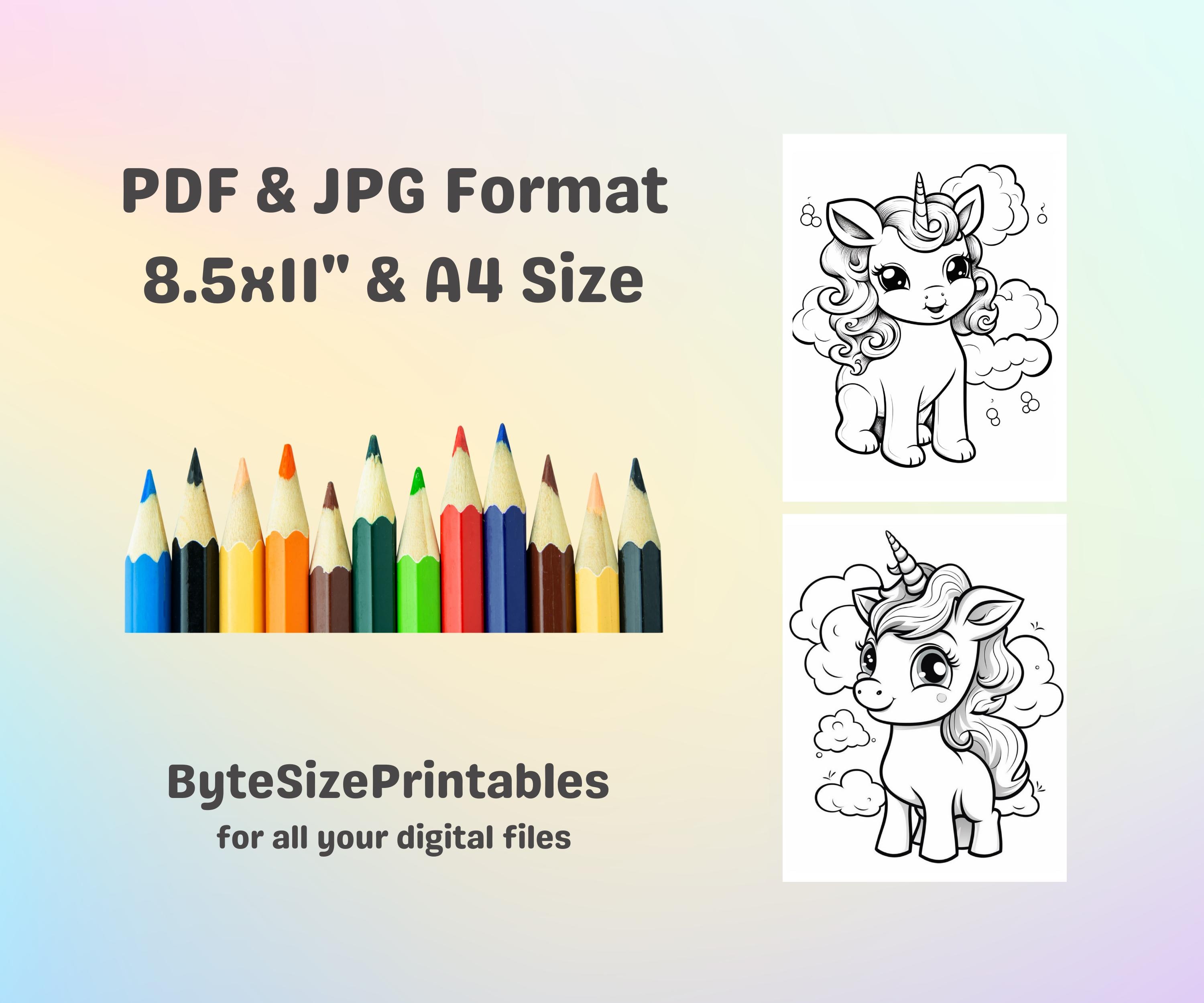 Printable Unicorn Coloring Pages – Fantasy Magic Designs (PDF) - Etsy