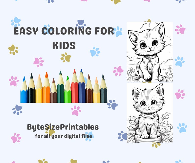 Cat Coloring Pages for Kids: Bold & Easy Designs (PDF) - Etsy