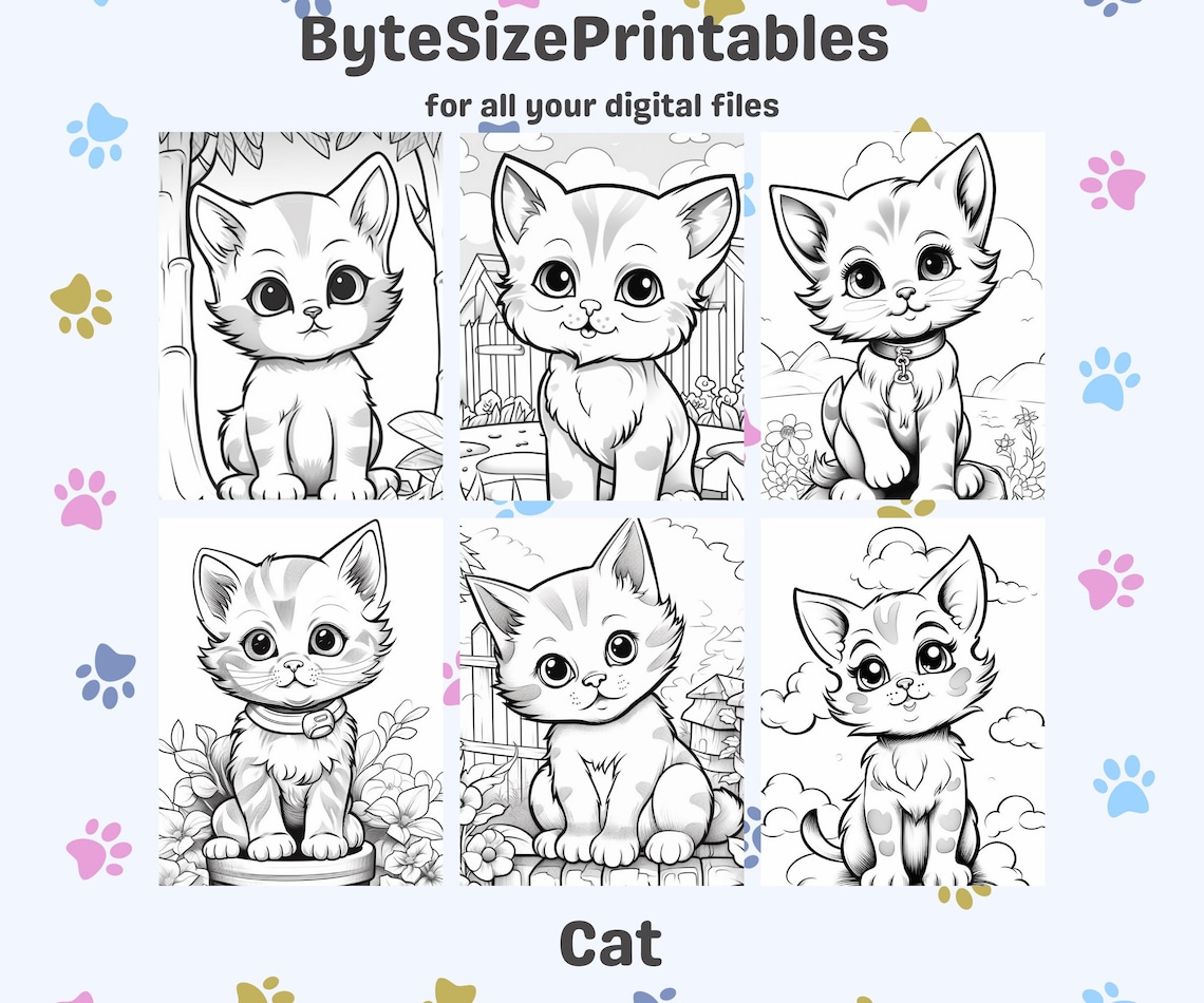 Cat Coloring Pages for Kids: Bold & Easy Designs (PDF) - Etsy