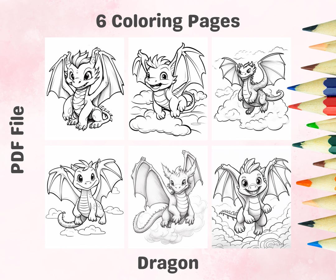 Printable Dragon Coloring Pages – Fantasy Creature Designs (PDF) - Etsy UK