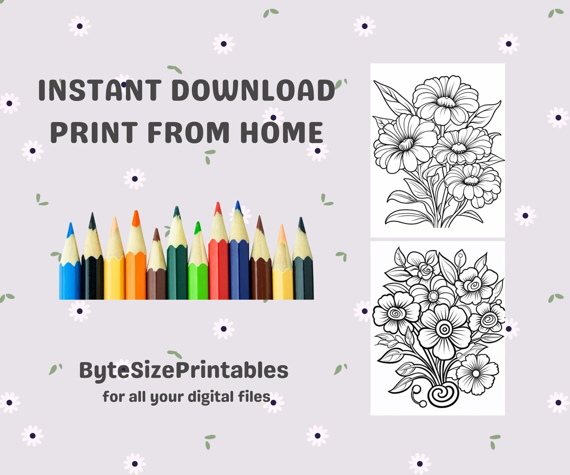 Printable Flower Coloring Pages – Botanical Designs for All Ages (PDF ...