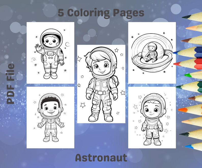 Printable Astronaut Coloring Pages – Space Exploration Designs (PDF) - Etsy