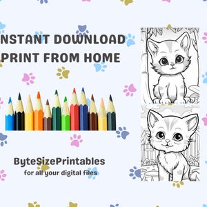 Printable Cat Coloring Pages – Simple Pet Designs for Kids (PDF) - Etsy