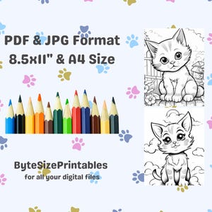 Cat Coloring Pages for Kids: Bold & Easy Designs (PDF) - Etsy