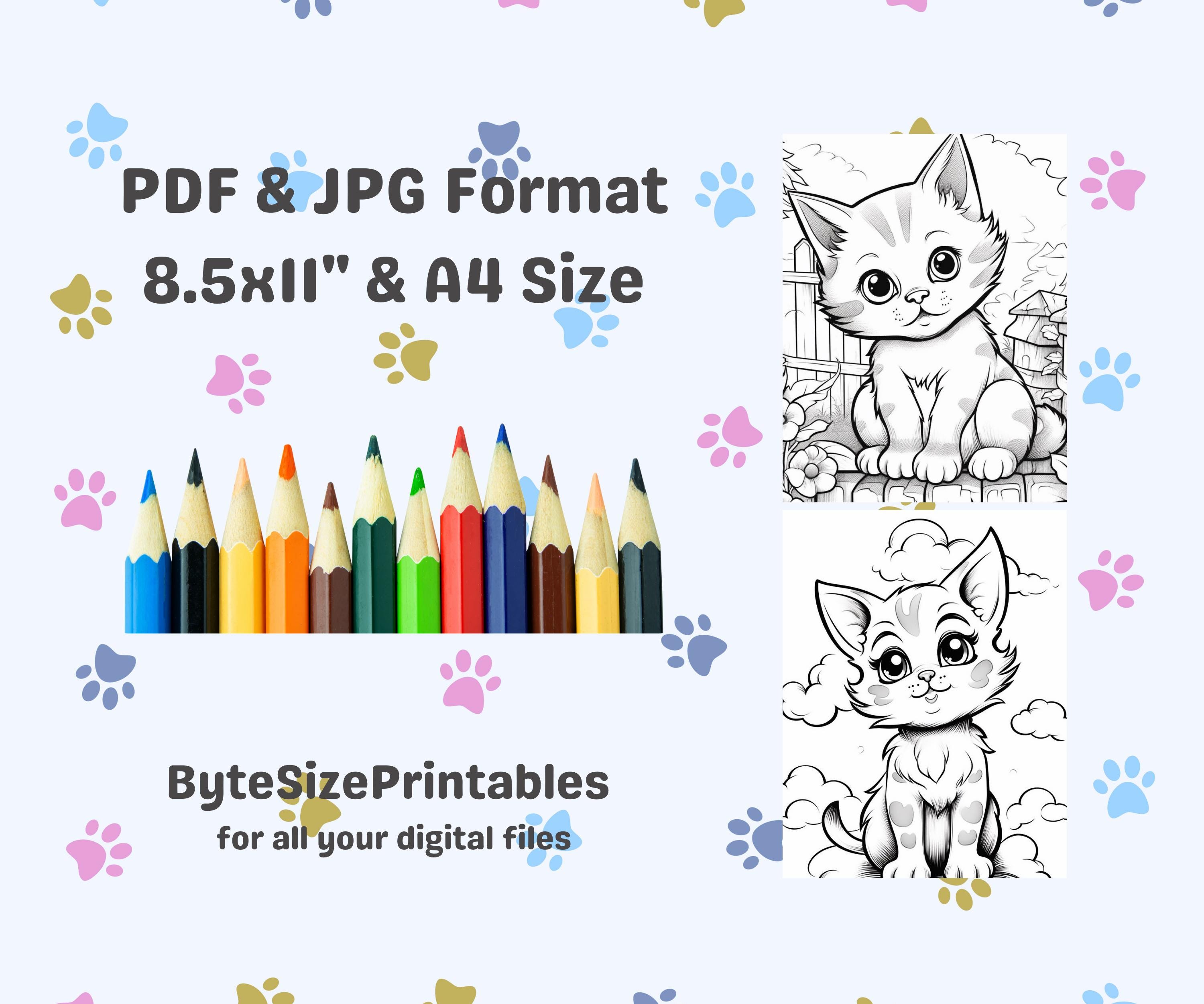 Printable Cat Coloring Pages – Simple Pet Designs for Kids (PDF) - Etsy