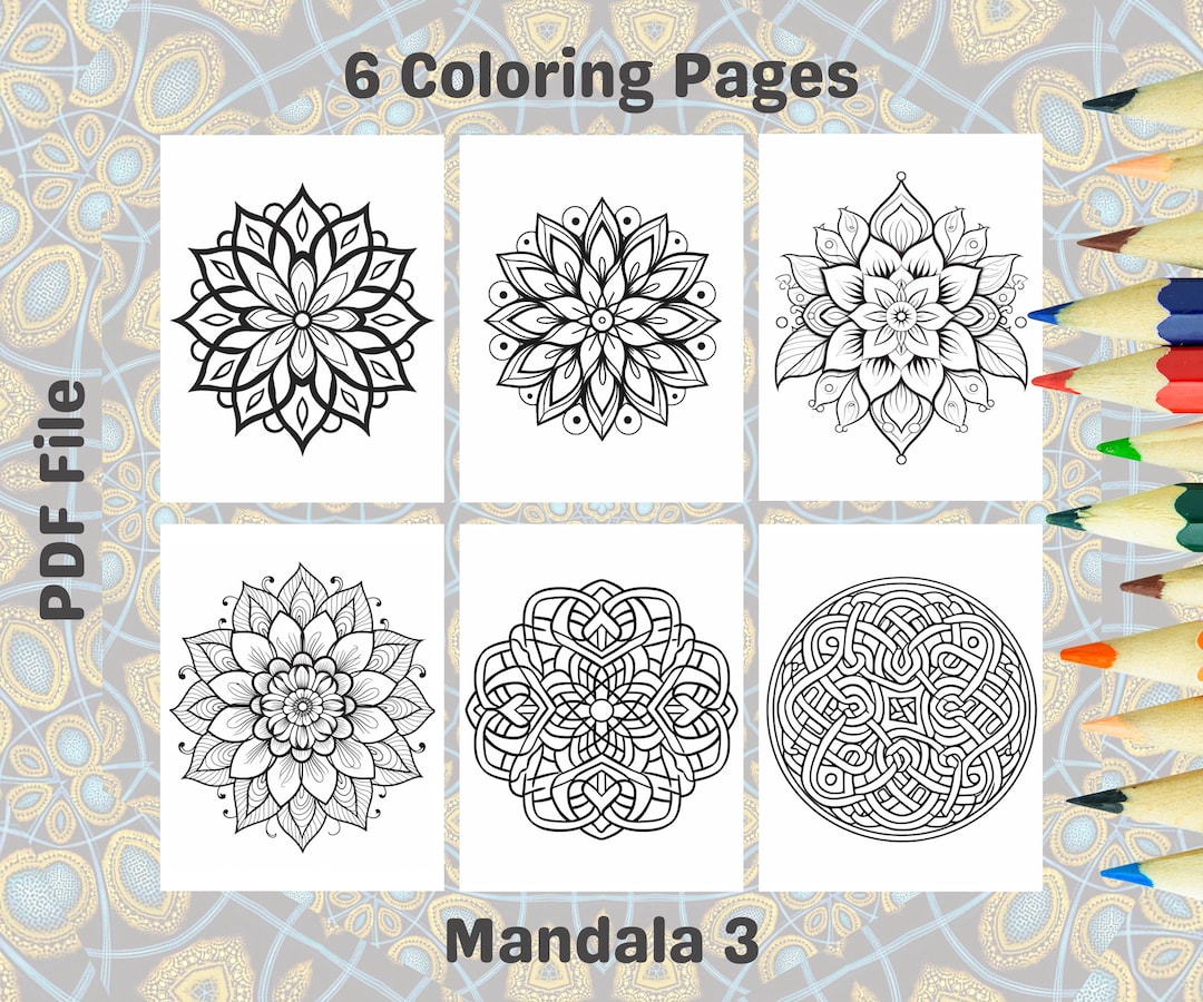 Printable Mandala Coloring Pages – Relaxing Symmetry Designs (PDF) - Etsy