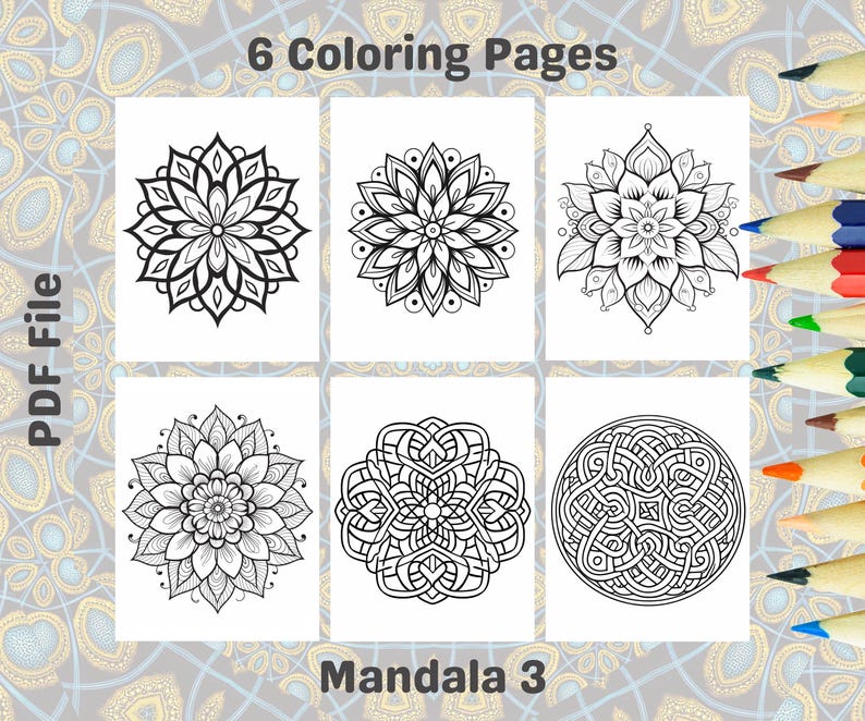Printable Mandala Coloring Pages – Relaxing Symmetry Designs (PDF) - Etsy