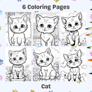 Cat Coloring Pages for Kids: Bold & Easy Designs (PDF) - Etsy