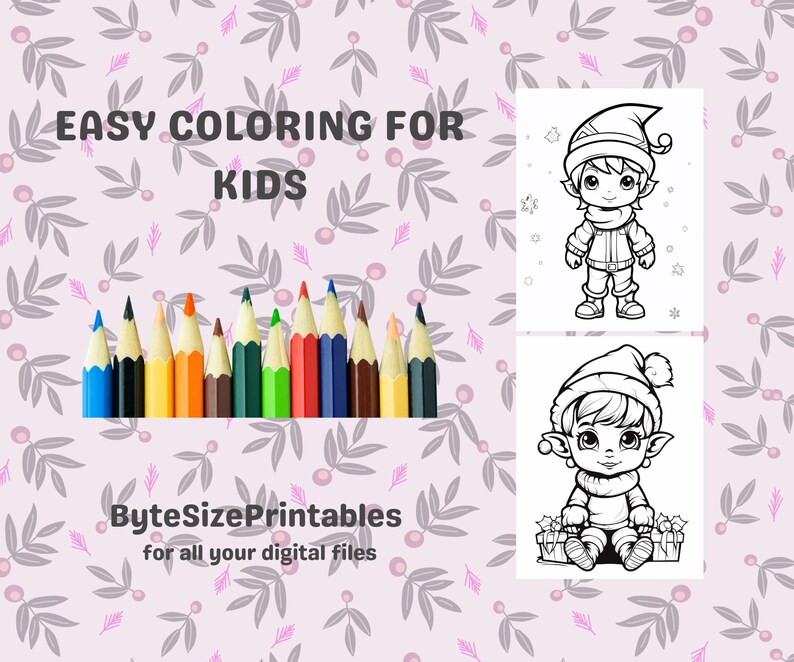 Printable Elf Coloring Pages – Christmas Character Designs (PDF) - Etsy