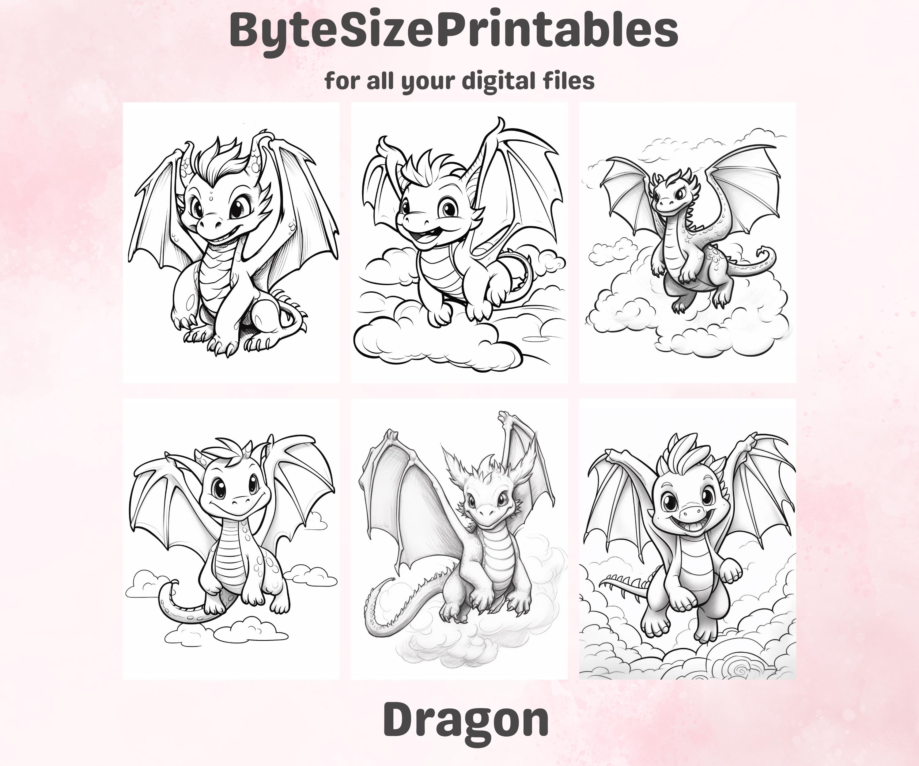 Printable Dragon Coloring Pages – Fantasy Creature Designs (PDF) - Etsy ...