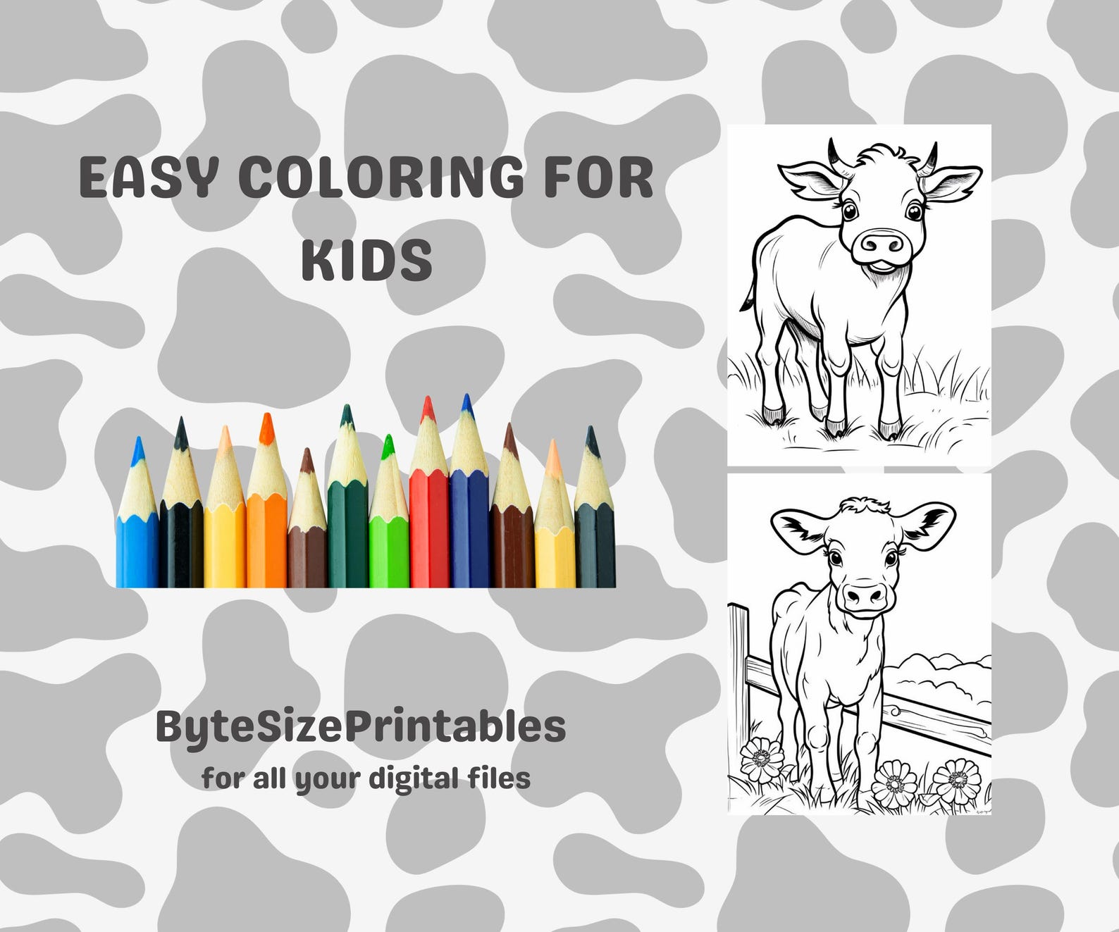 Printable Baby Cow Coloring Pages – Farm Animal Designs (PDF) - Etsy