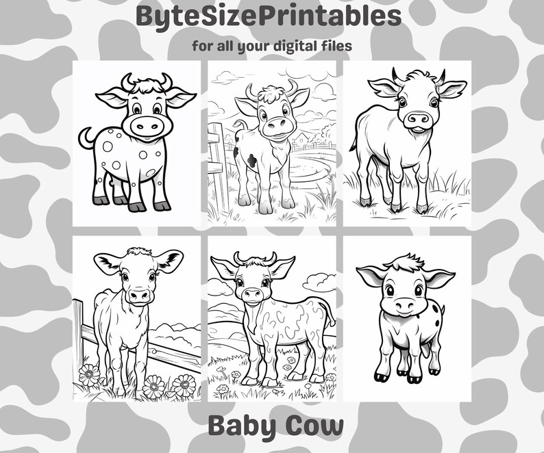 Printable Baby Cow Coloring Pages – Farm Animal Designs (PDF) - Etsy