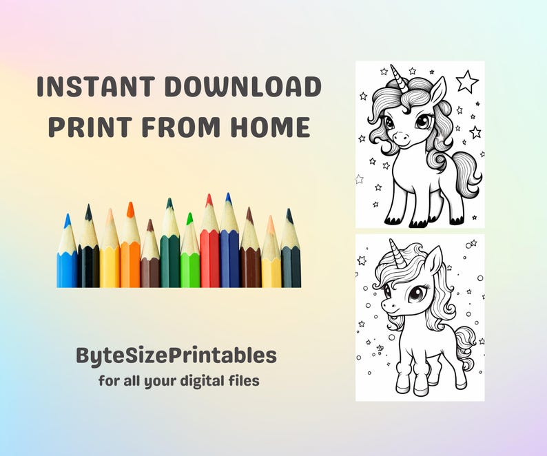 Printable Unicorn Coloring Pages – Fantasy Magic Designs (PDF) - Etsy
