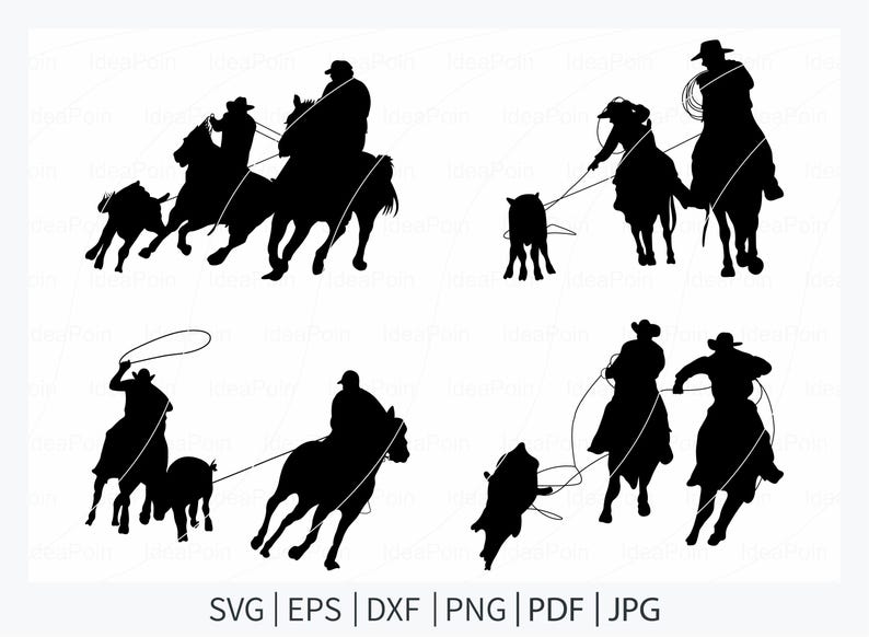 Team Roping Rodeo Ranch Svg, Team Roping, Cattle Roping Cowboy, Cattle ...