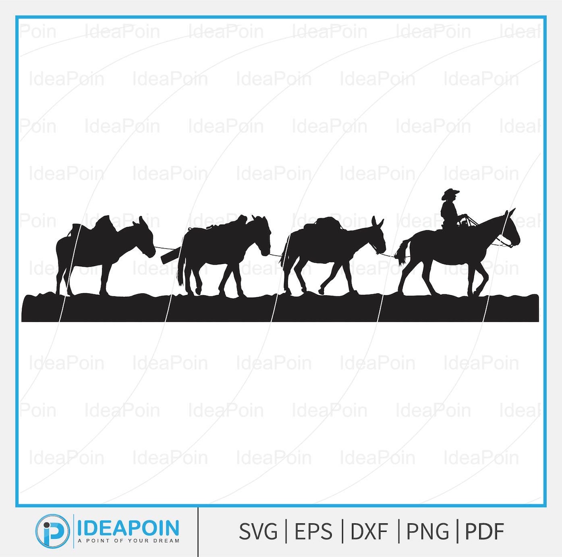 Pack String Svg, Cowboys and Two Pack Mules, Mule String Svg, Pack ...