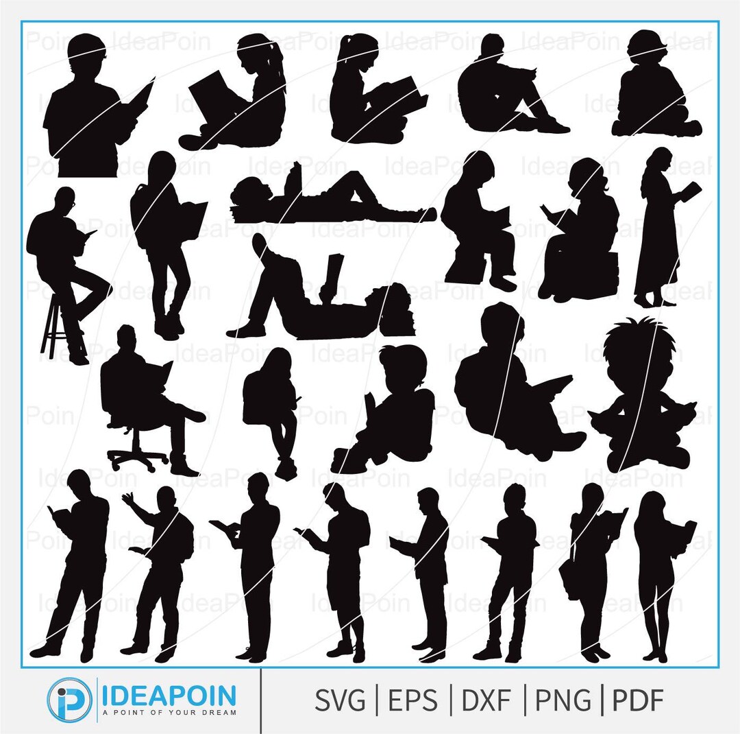 Reading Silhouettes SVG, Book Lover Clipart (digital Files) - Etsy