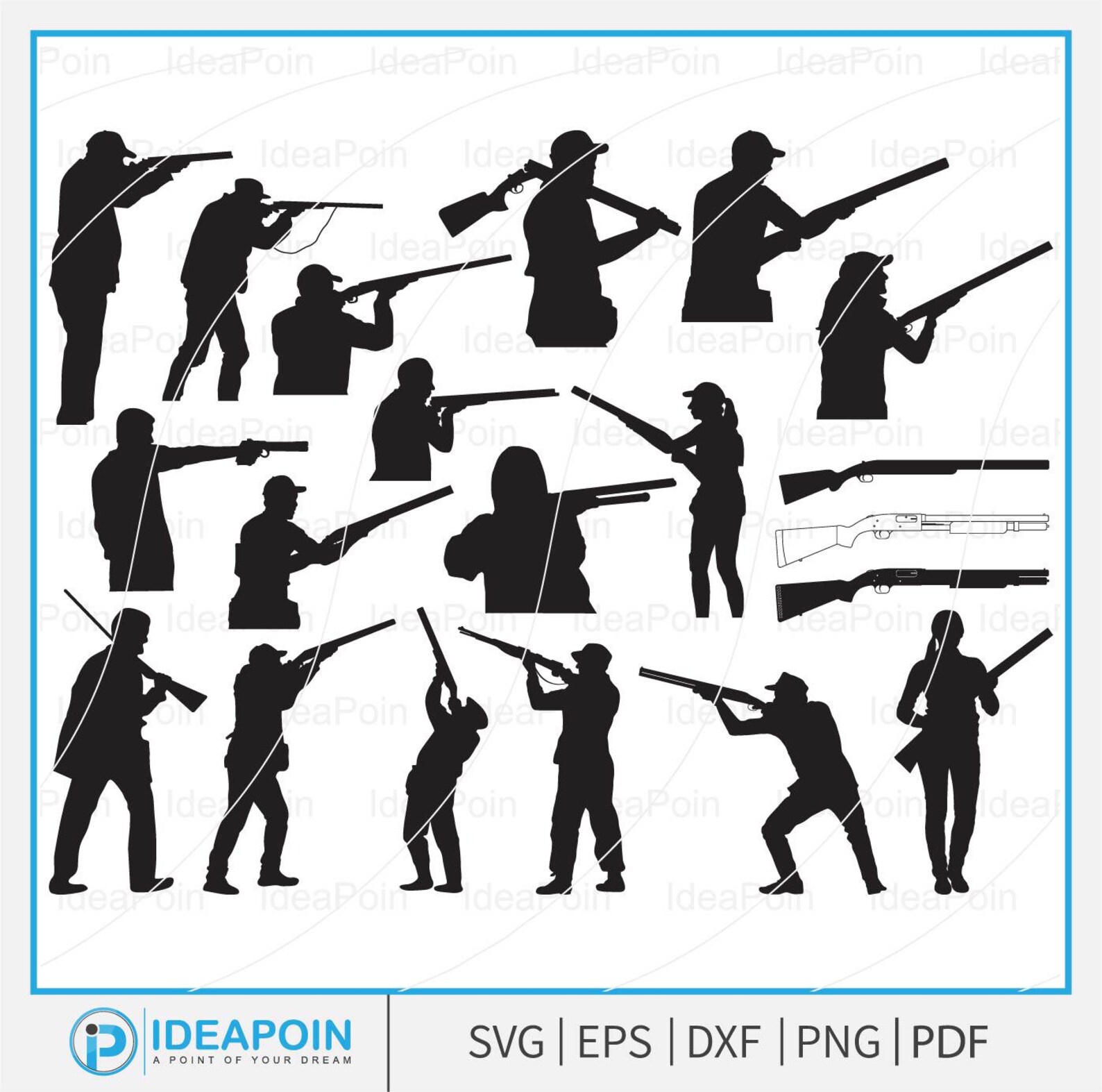 Hunting Silhouette SVG Bundle, Skeet Shooting Clip Art (digital ...