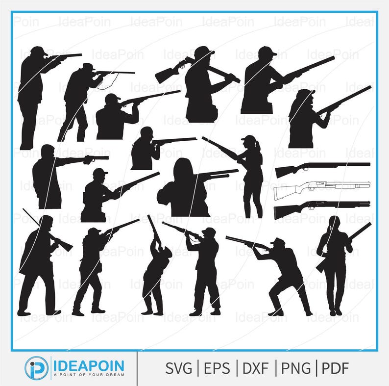 Hunting Silhouette SVG Bundle, Skeet Shooting Clip Art (digital ...