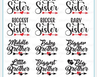 Brother Sister SVG, Big Brother, Middle Brother, Little Brother, Big ...
