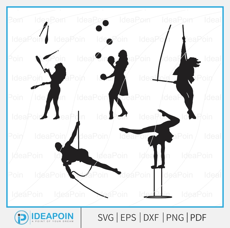 Circus Svg, Circus Silhouette, Circus SVG Bundle, Aerial Acrobat Vector ...