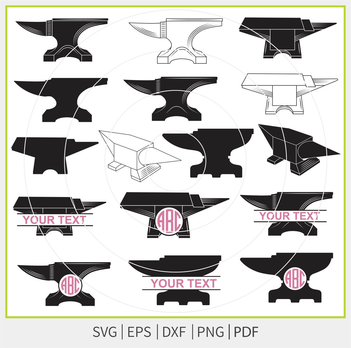 Anvil Svg, Anvil Monogram, Anvil Clipart, Anvil Silhouette, Anvil Split ...